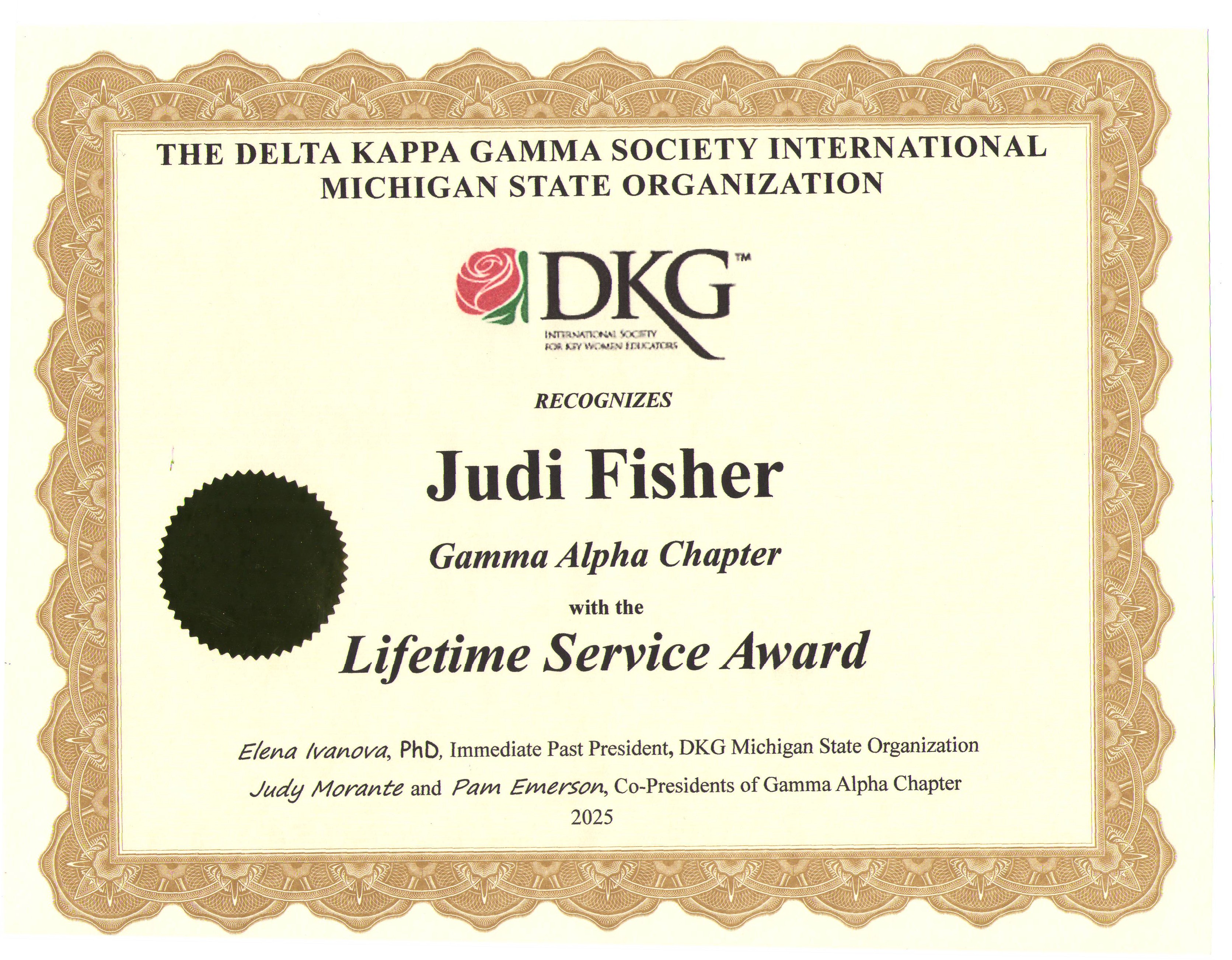 2025 Lifetime Service Award - Judi Fisher